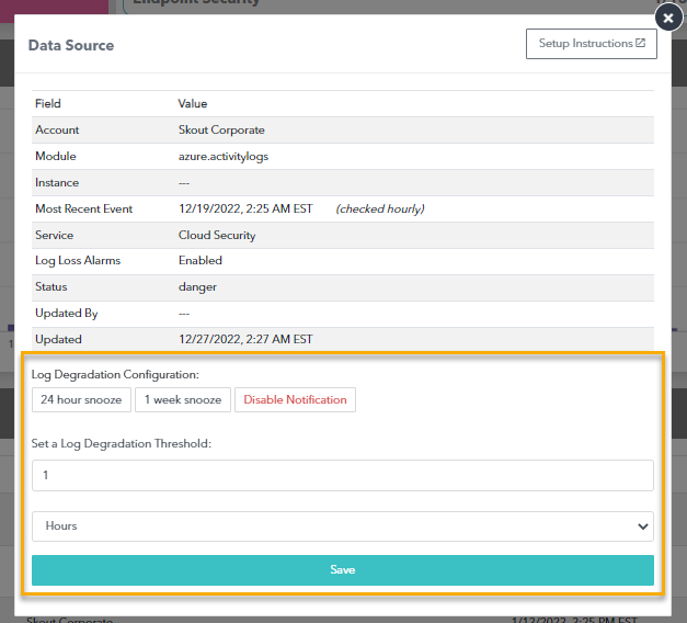 Setting up Log Degradation Threshold Warnings on the Home Dashboard | Barracuda Campus
